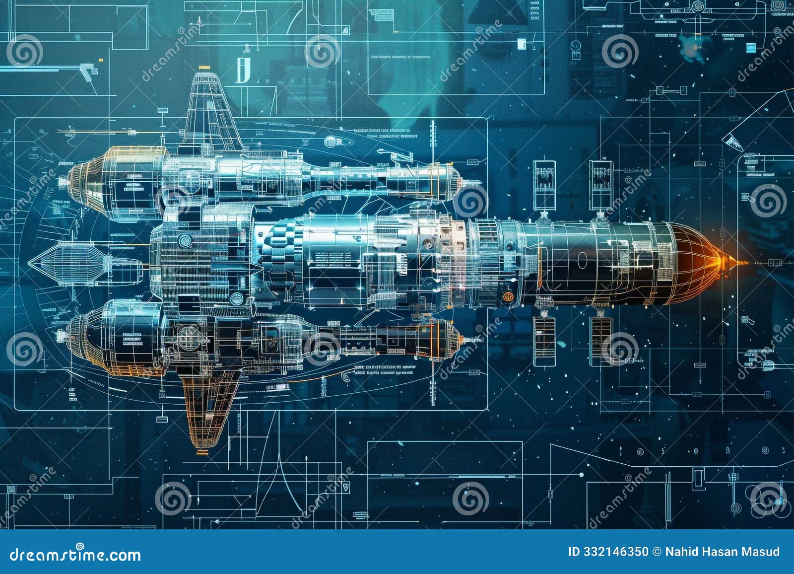 Spacecraft Blueprint Detailed Engineering Design Royalty-Free Stock ...