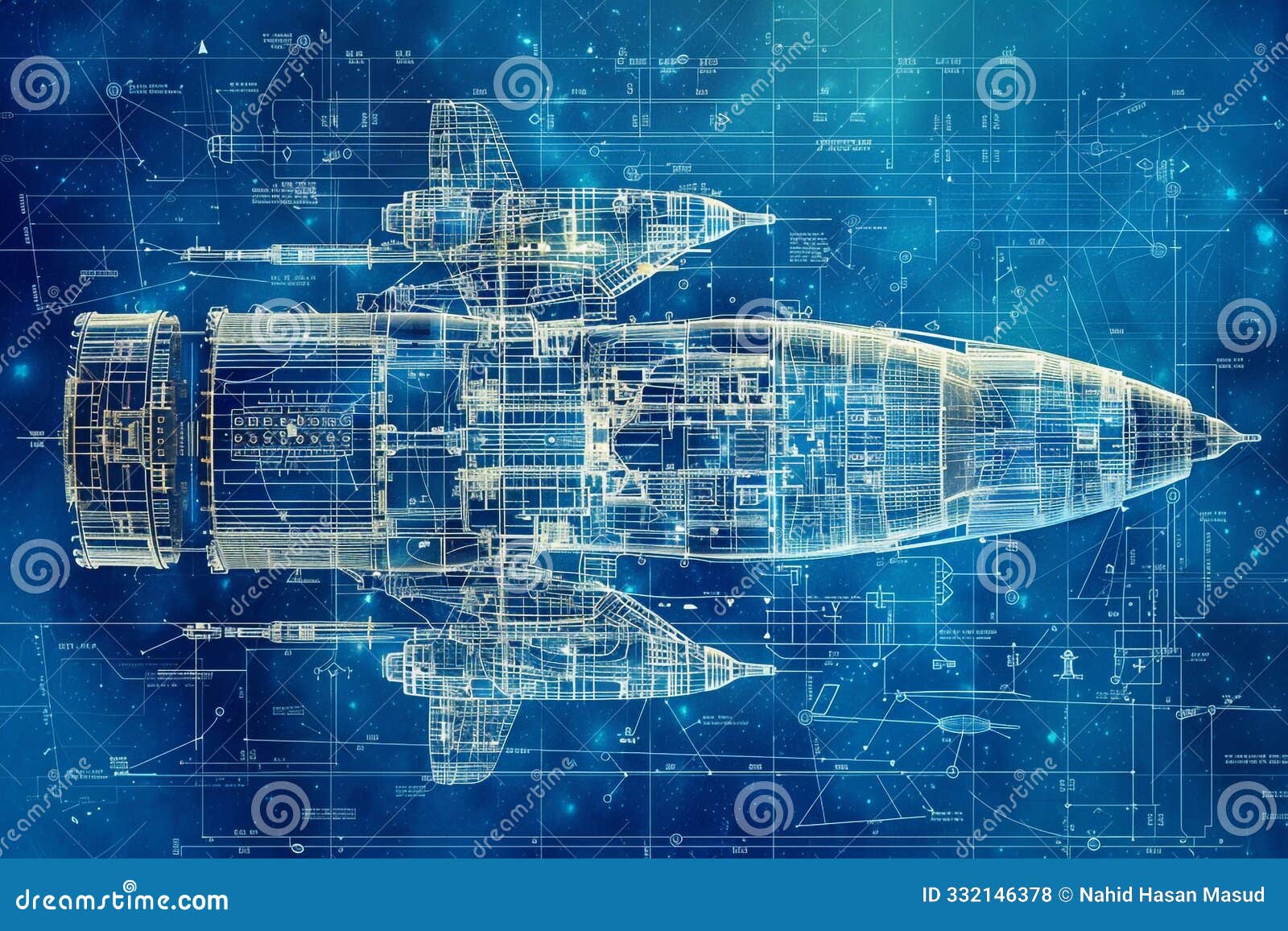 Artistic Representation of a Detailed Spacecraft Blueprint Stock ...
