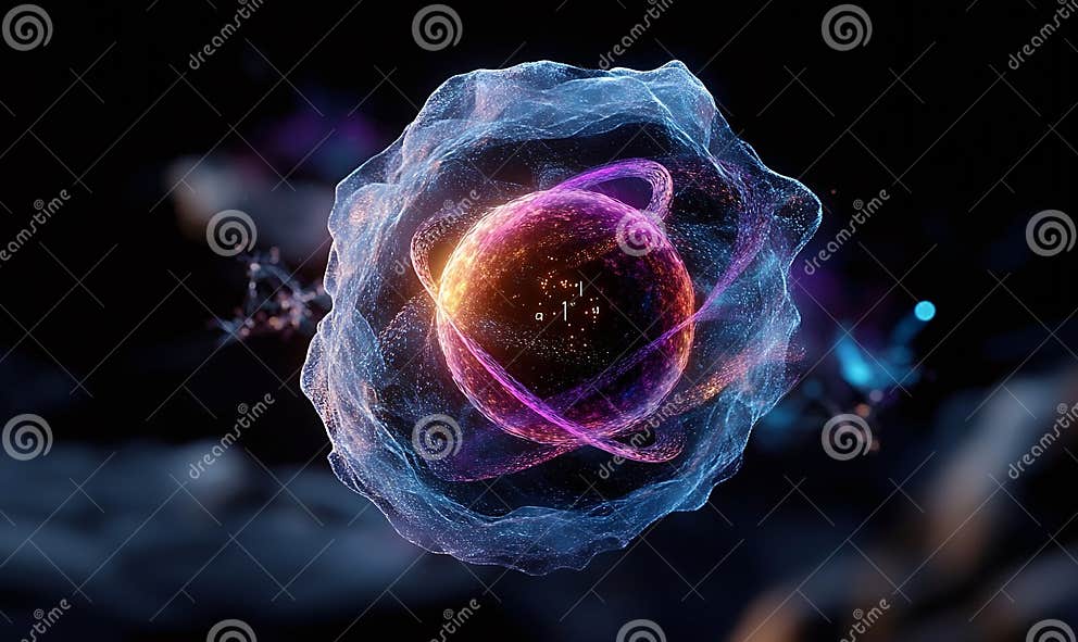 Artistic Representation of a Glowing Quantum Particle in Space Stock ...