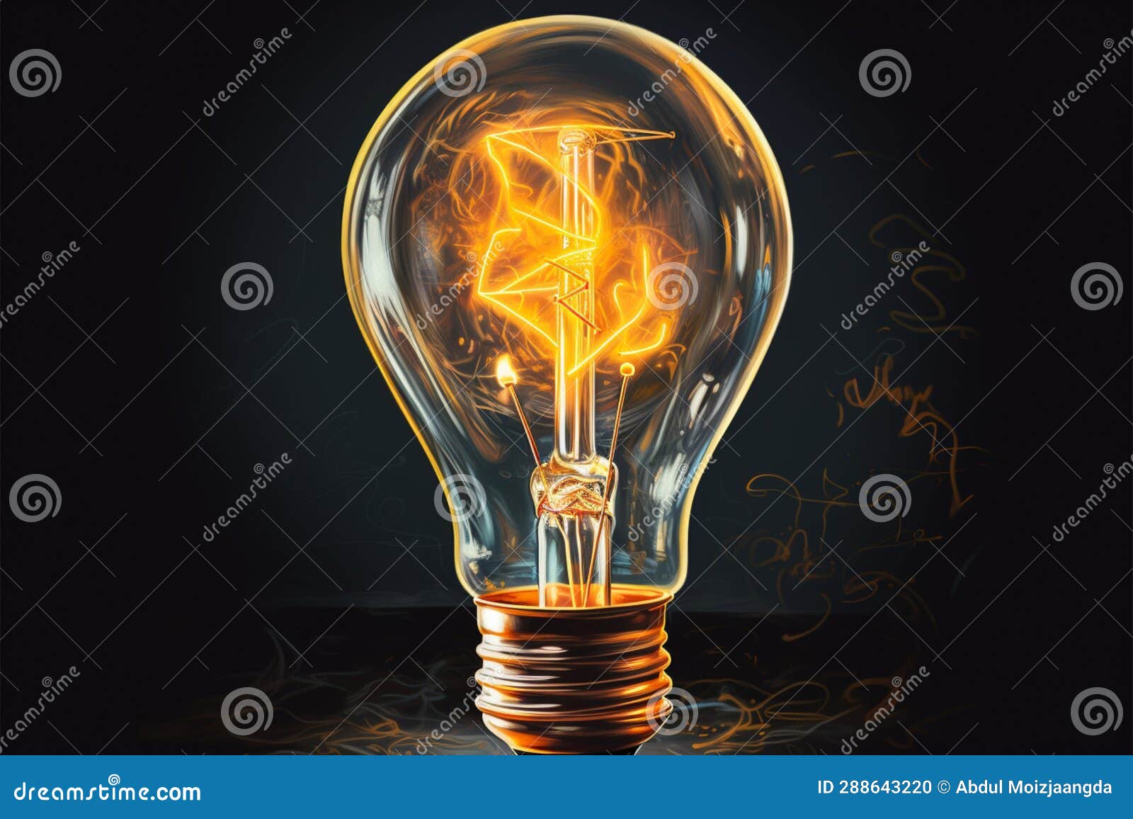 Artistic Representation, Hand Drawn Light Bulb Embodies the Essence of ...