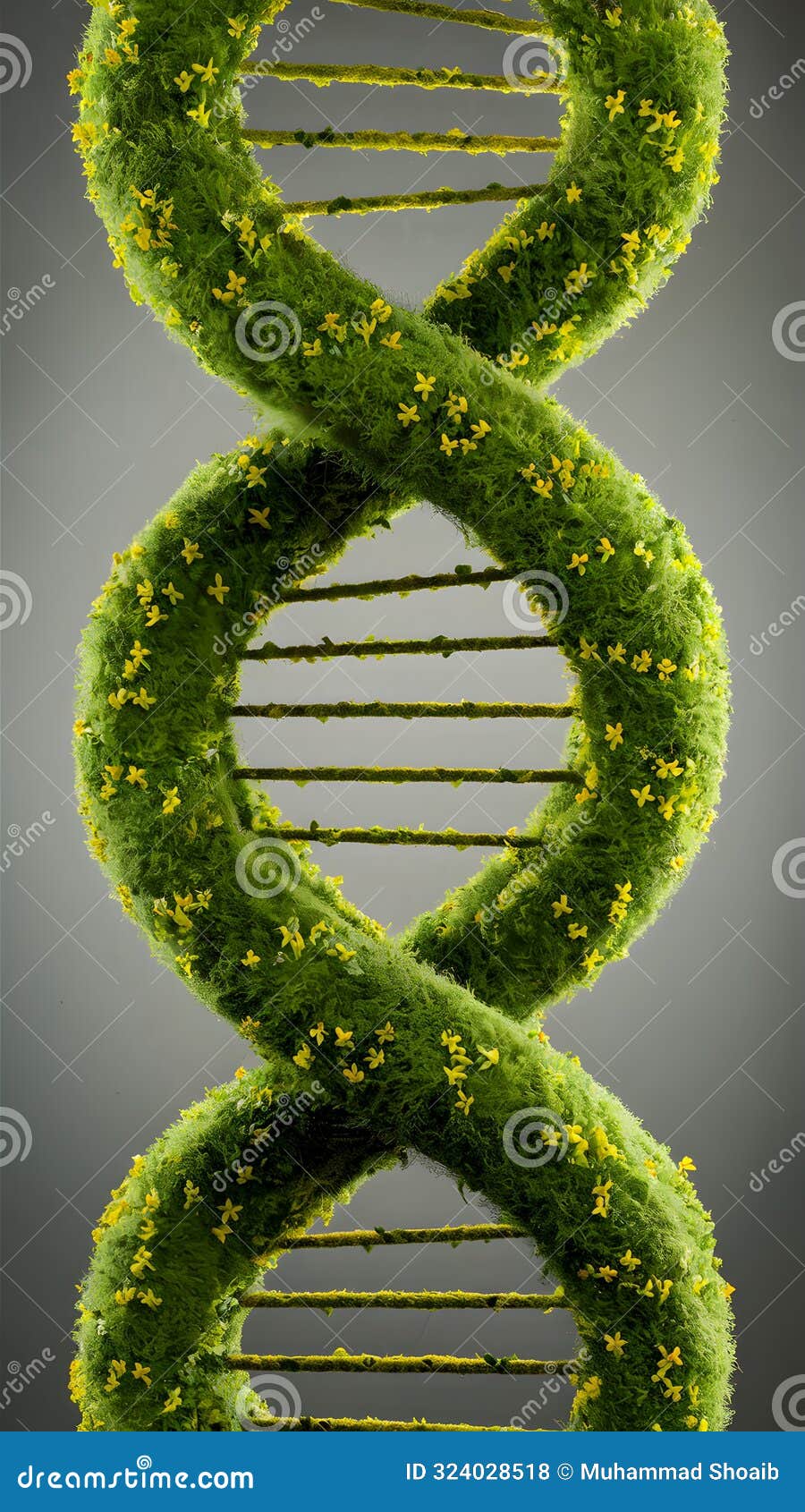 Artistic Representation Helical Structure Of Green Moss With Tiny ...