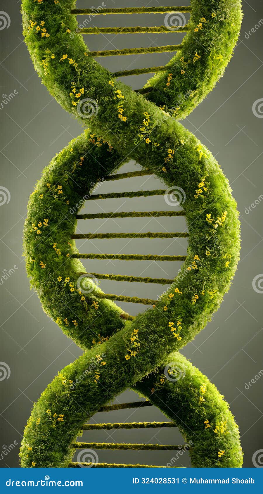 Artistic Representation Helical Structure of Green Moss with Tiny ...