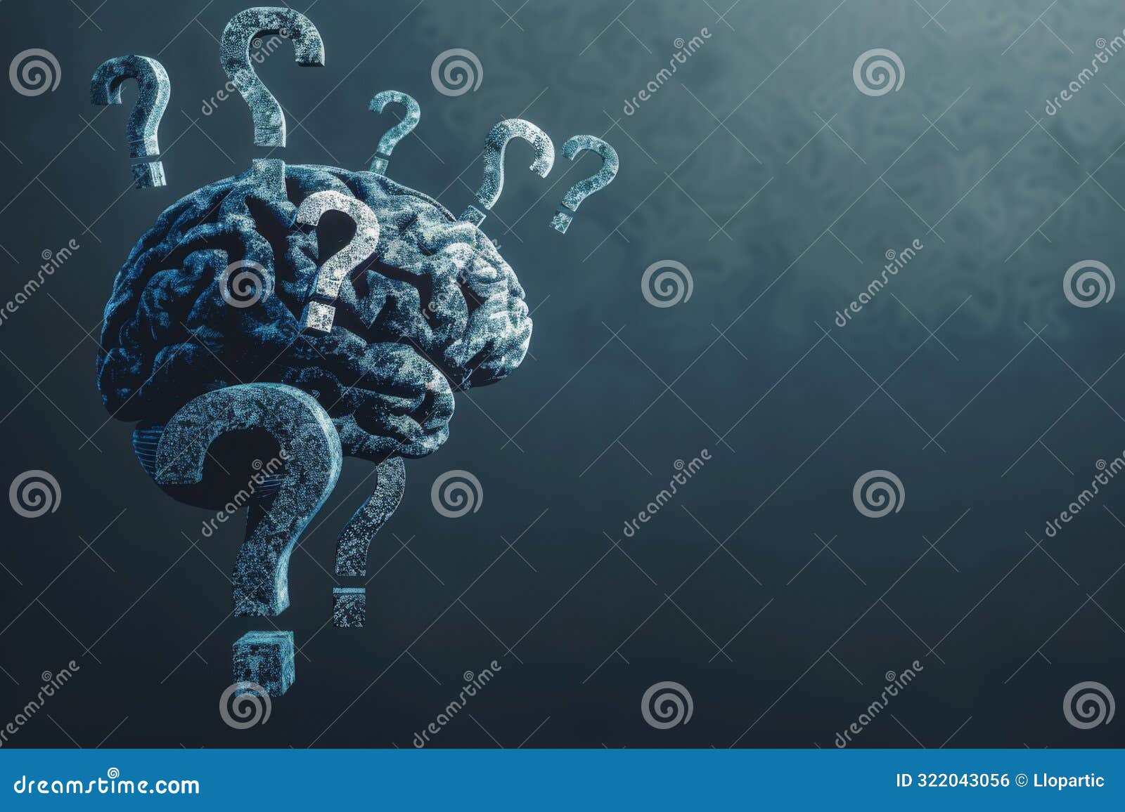 Artistic Representation of a Human Brain Composed of Metallic Question ...