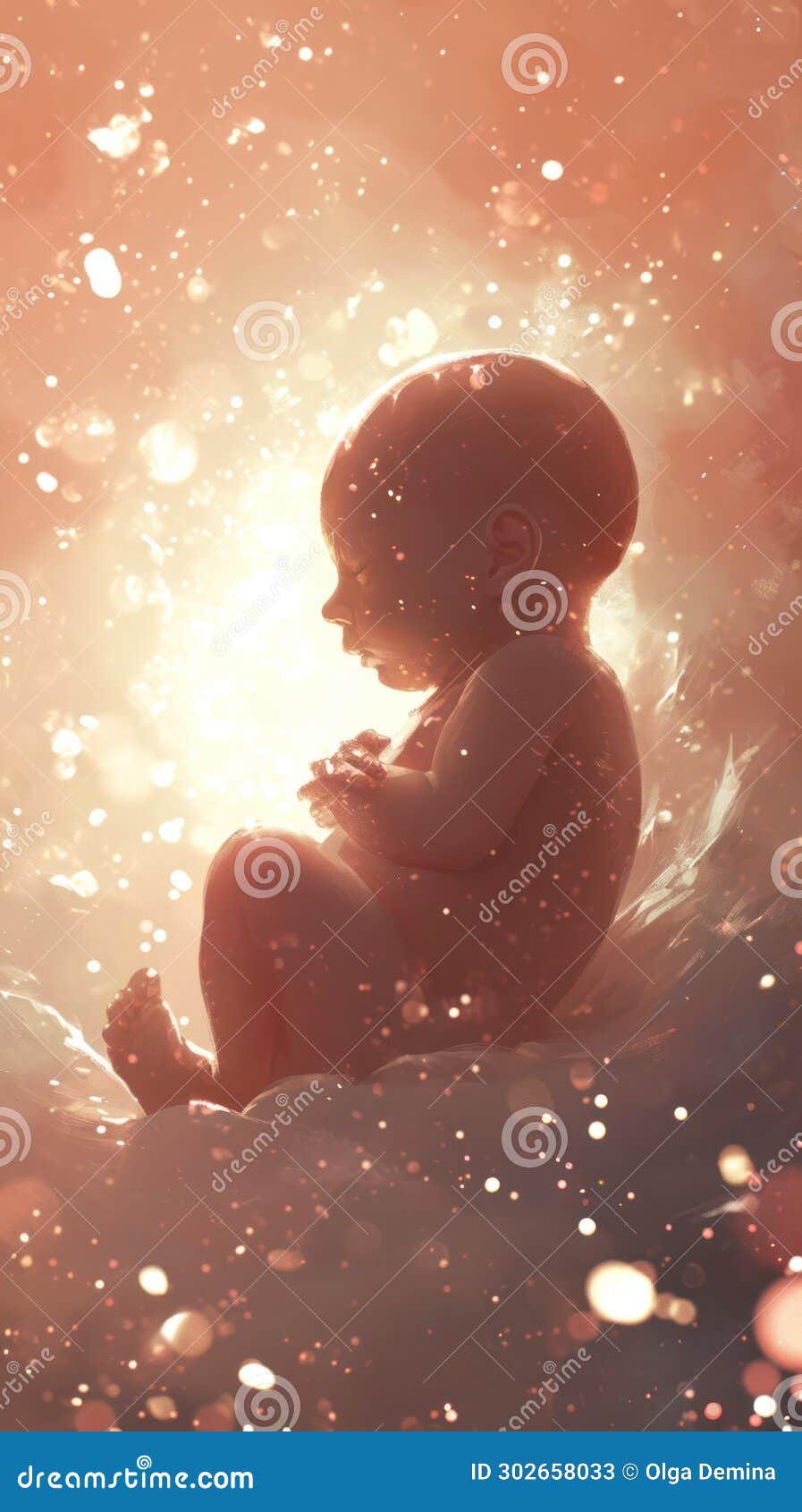 Artistic Representation of a Human Embryo in a Glowing Red Womb ...