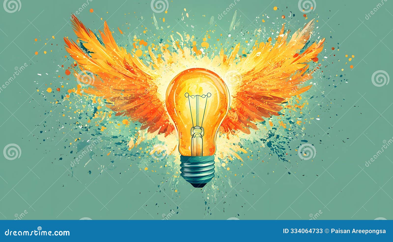 An Artistic Representation of a Light Bulb with Sprouting Wings ...