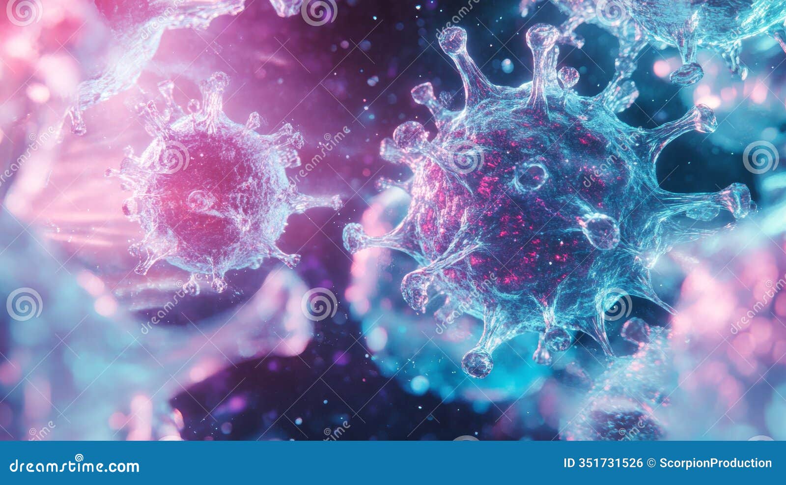 Artistic Representation Of Multiple Viruses In Bright Neon Colors Stock ...