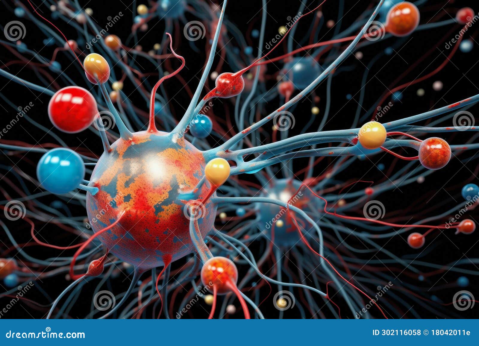 Artistic Representation of a Neuron within a Vast Network, Signifying ...