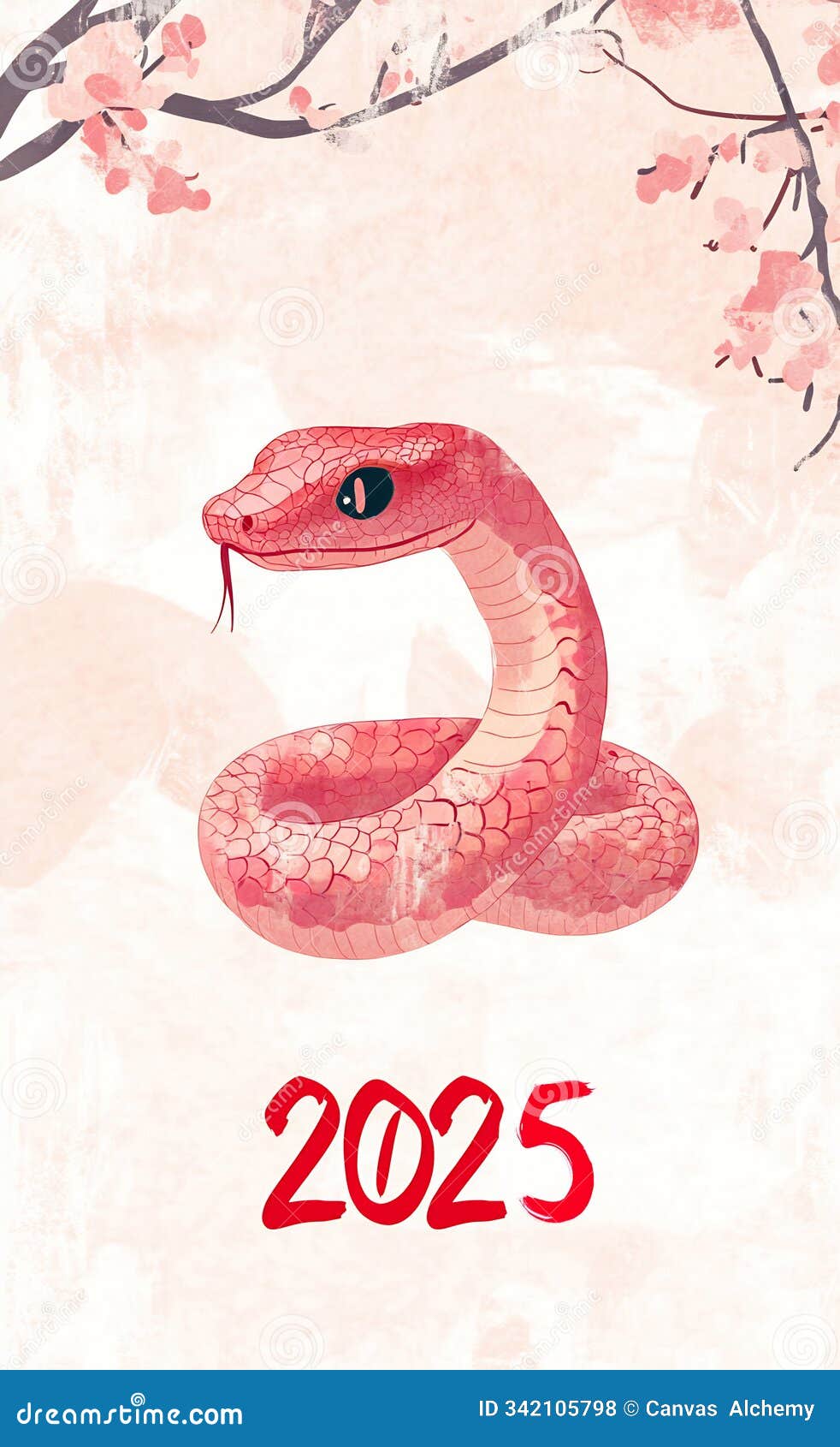 Artistic Representation of a Pink Snake Symbolizing the Year 2025 with ...