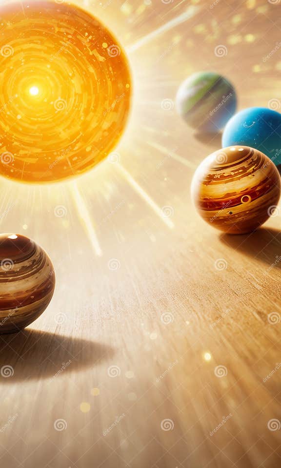 Artistic Representation of the Solar System with Sun and Planets Stock ...