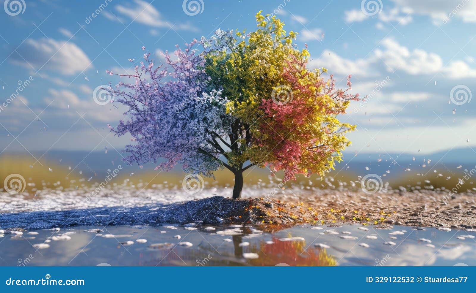 Artistic Representation of a Tree in Four Seasons Stock Photo - Image ...