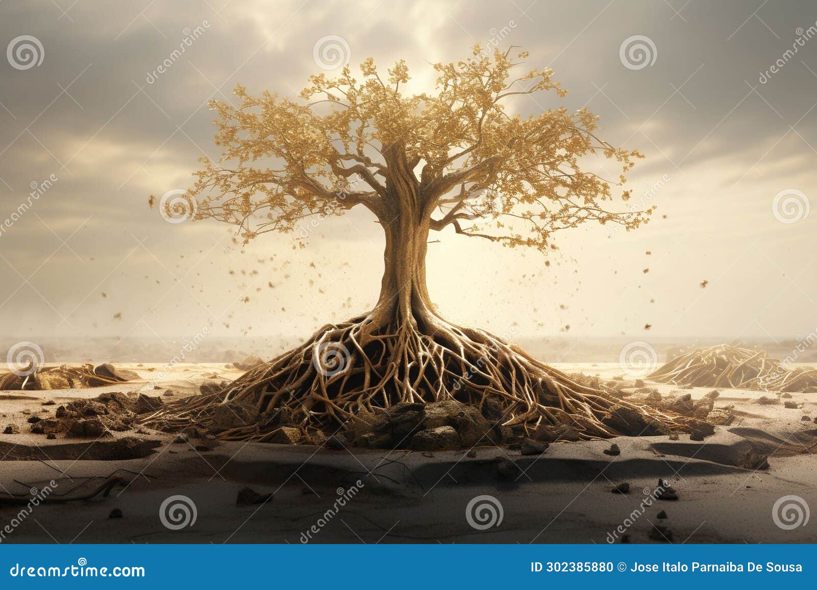 Artistic Representation of a Tree with Roots Stock Illustration ...