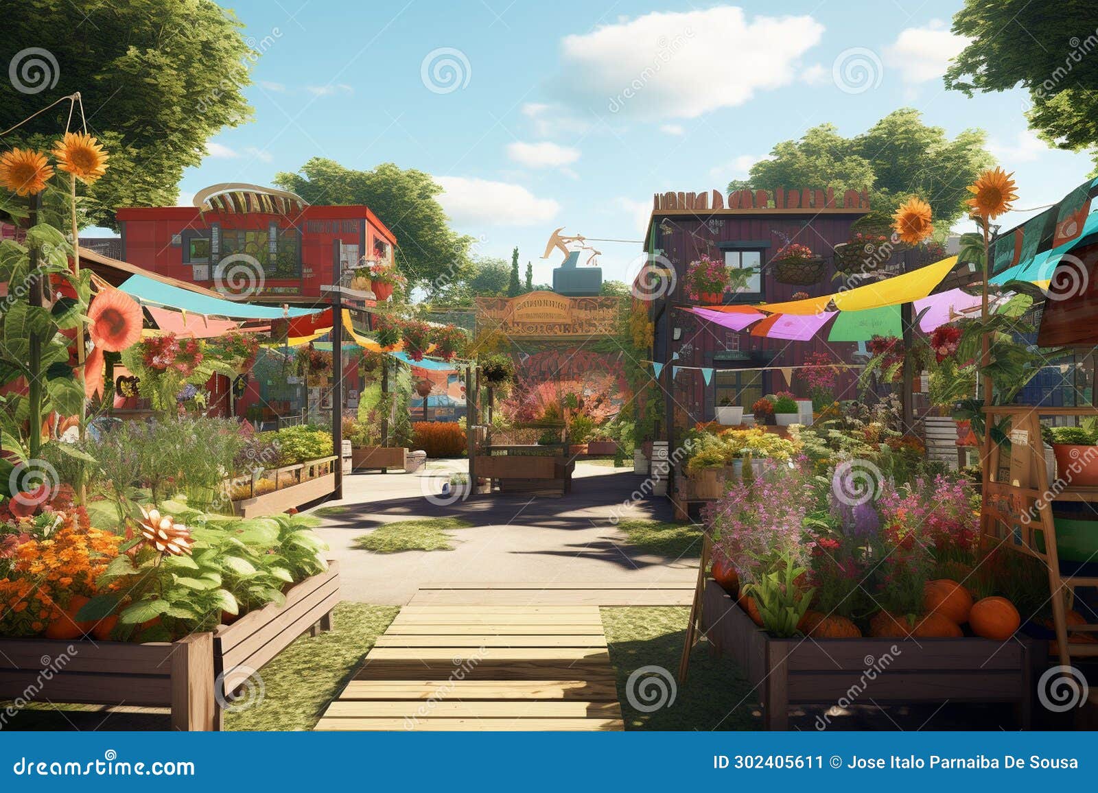 Artistic Representation of a Vibrant Community Stock Illustration ...