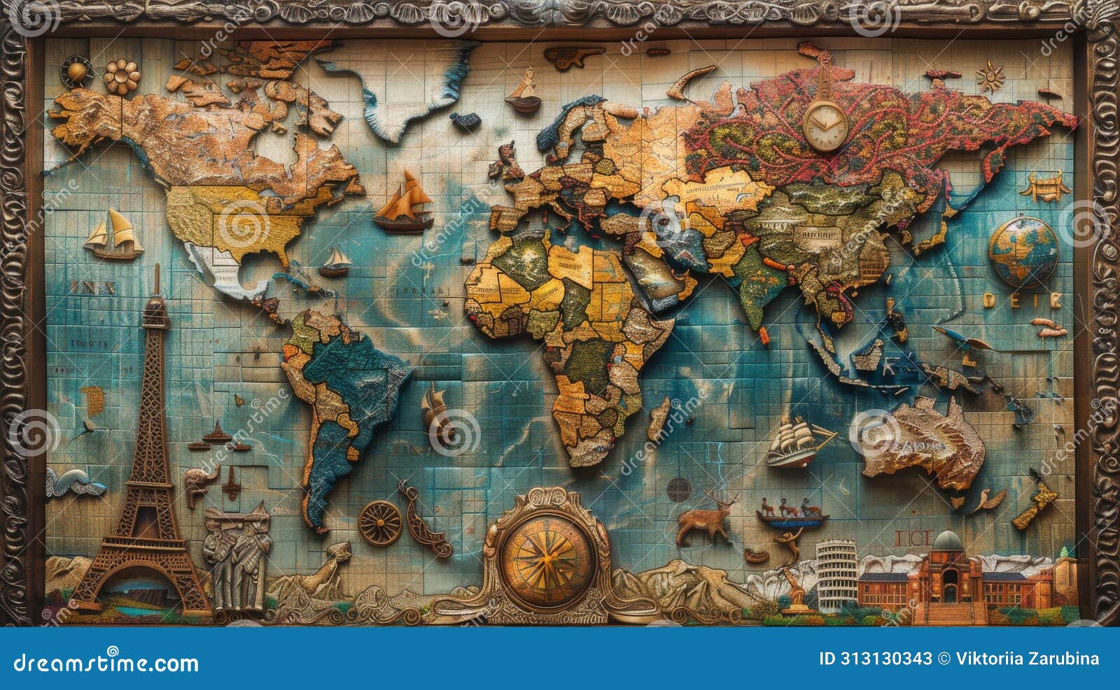 Artistic Representation of the World Map AI Generated Stock ...