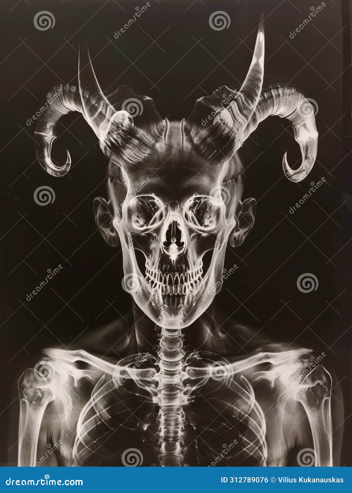 X-ray of a Skeletal Demon Haunting, Halloween Stock Illustration ...