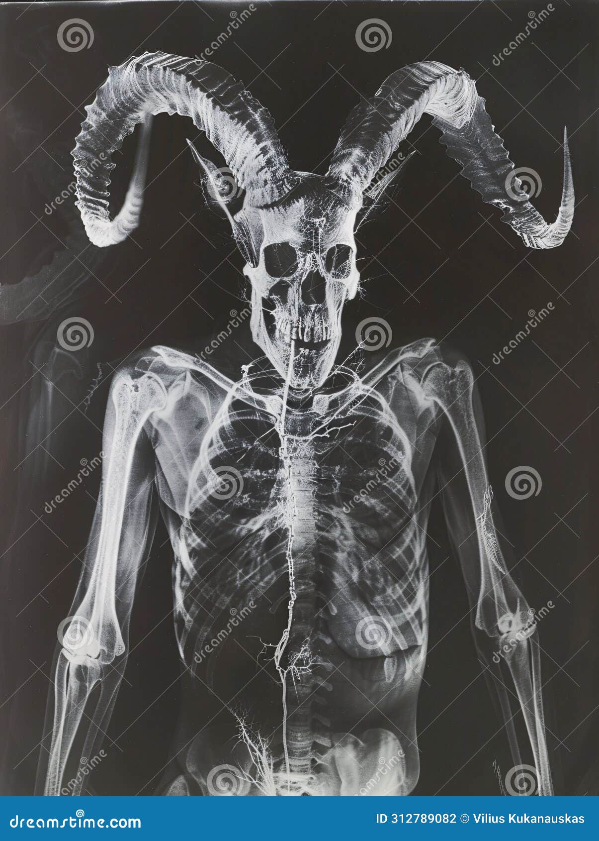 X-ray of a Skeletal Demon Haunting, Halloween Stock Illustration ...
