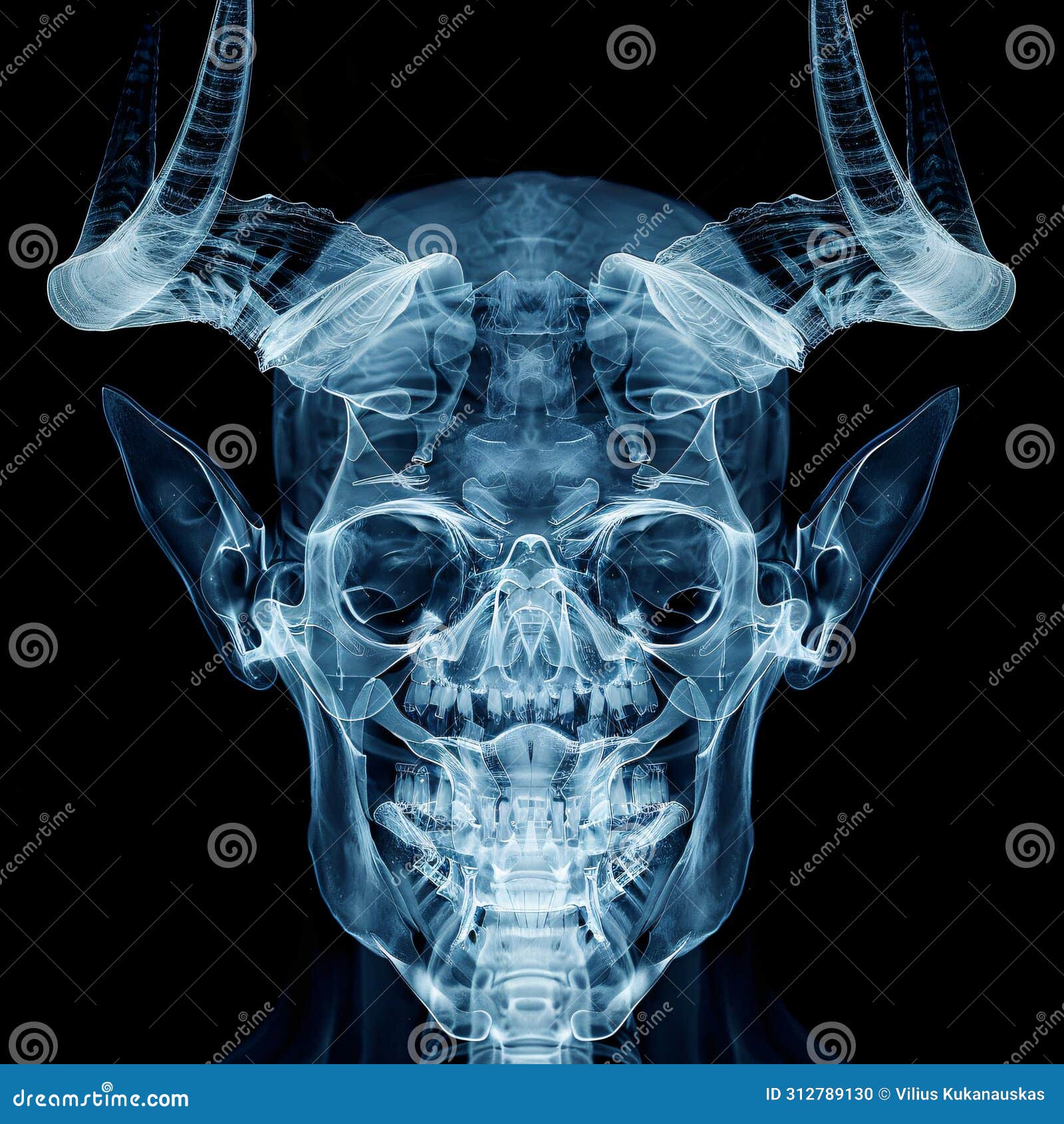 X-ray of a Skeletal Demon Haunting, Halloween Stock Illustration ...