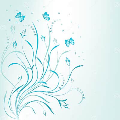 Artistic Scroll Blue Floral Design Stock Vector - Illustration of decor ...