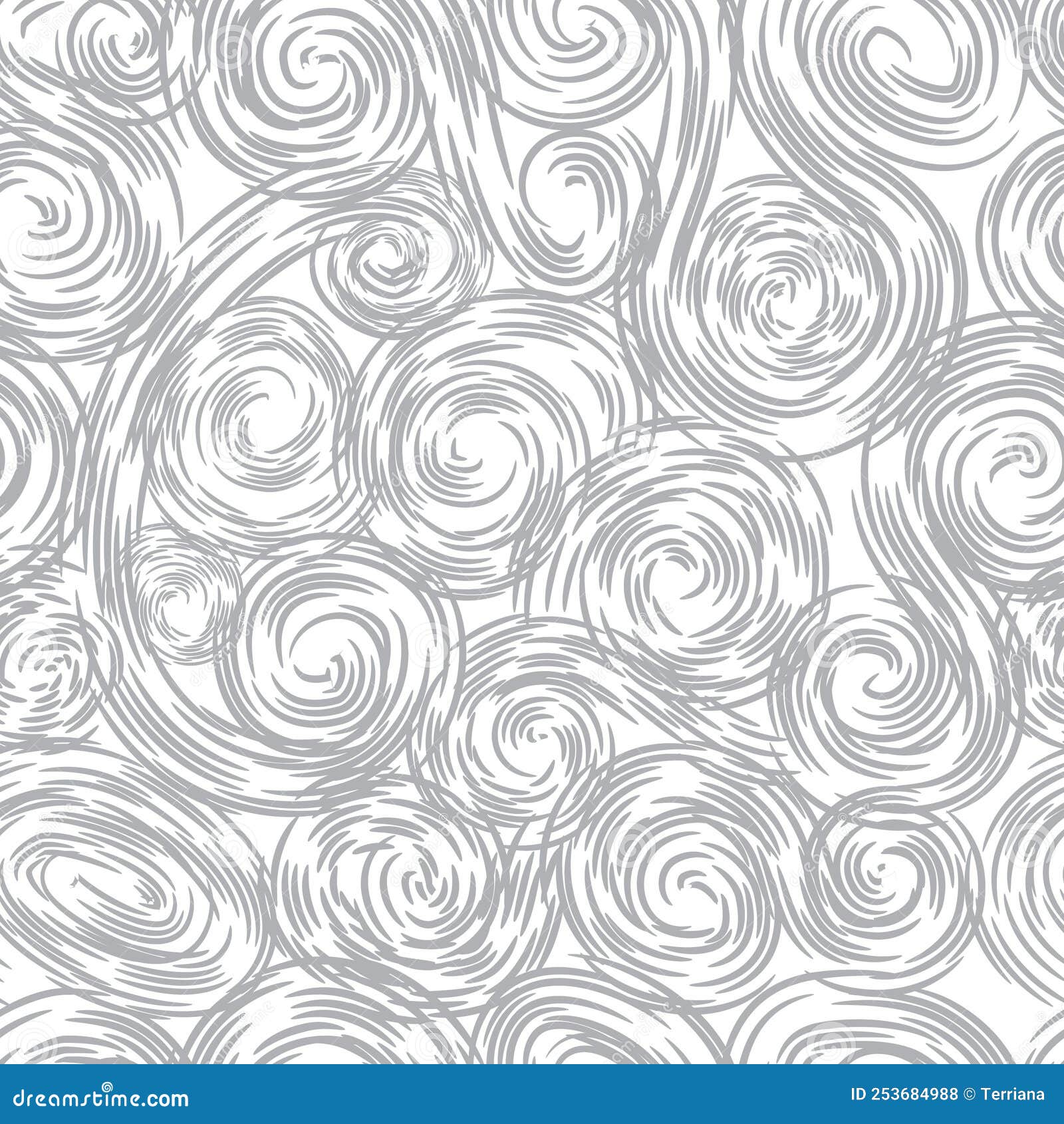 Artistic Seamless Pattern with Drawn Swil Lines. Abstract Organic Shape ...