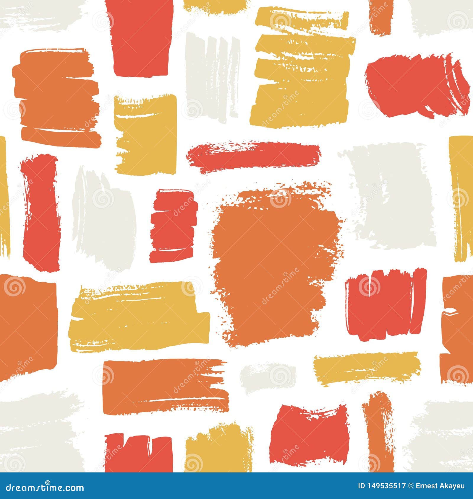 Artistic Seamless Pattern with Red, Orange, Yellow Brush Strokes on ...