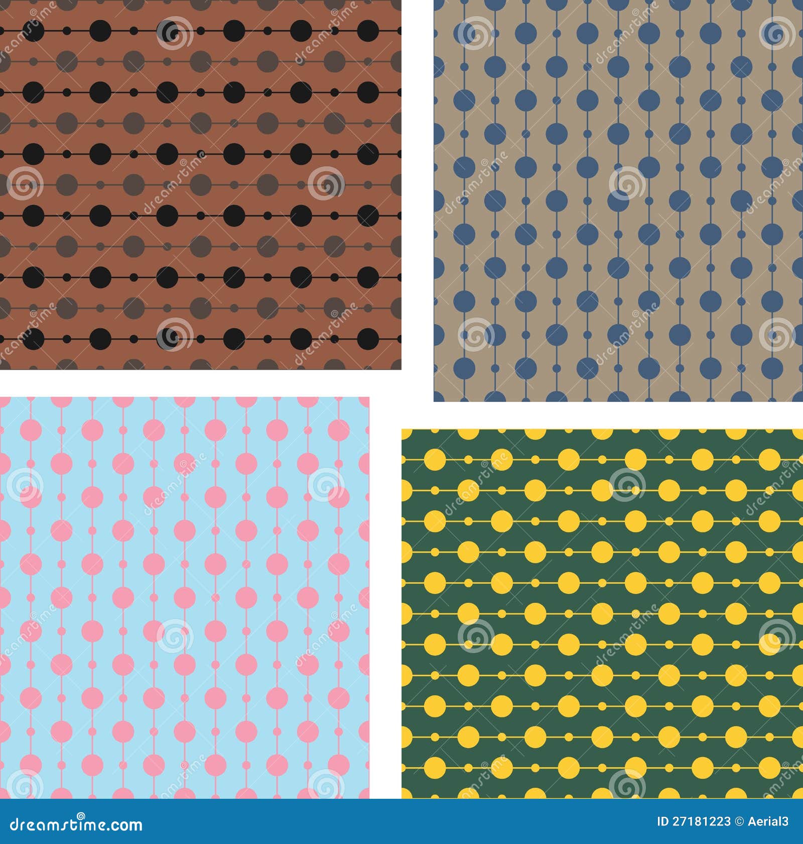 Artistic Seamless Texture with Circles on Lines Stock Illustration ...