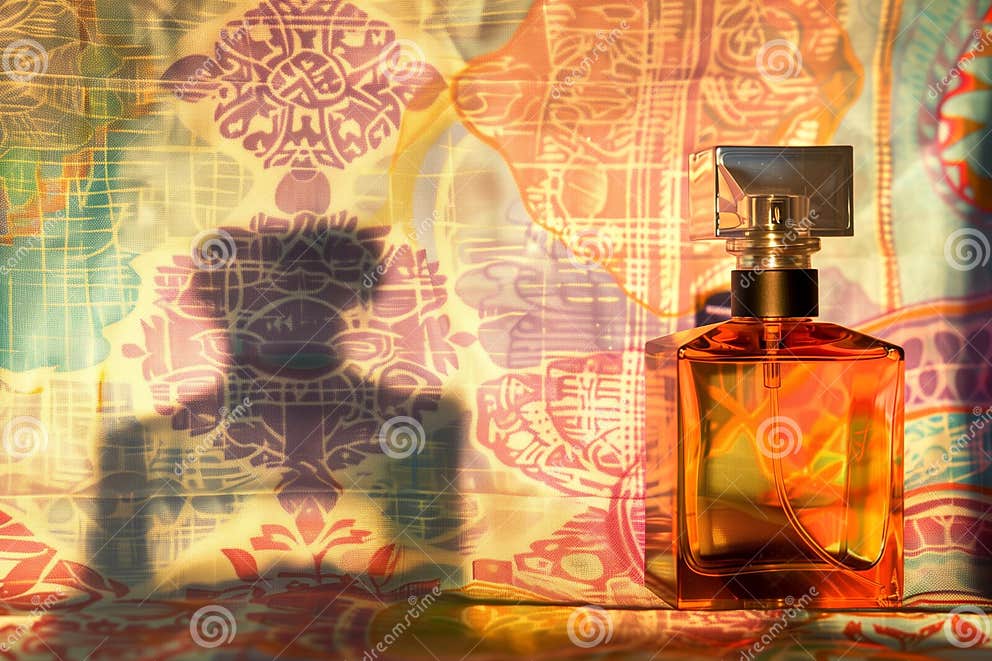 Artistic Shadow of Perfume Bottle on Patterned Backdrop Stock Image ...
