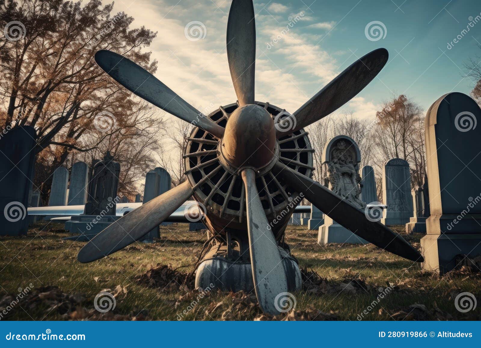 Shot Of Airplane Flying Above Glass Office Buildings. Fisheye Lens ...