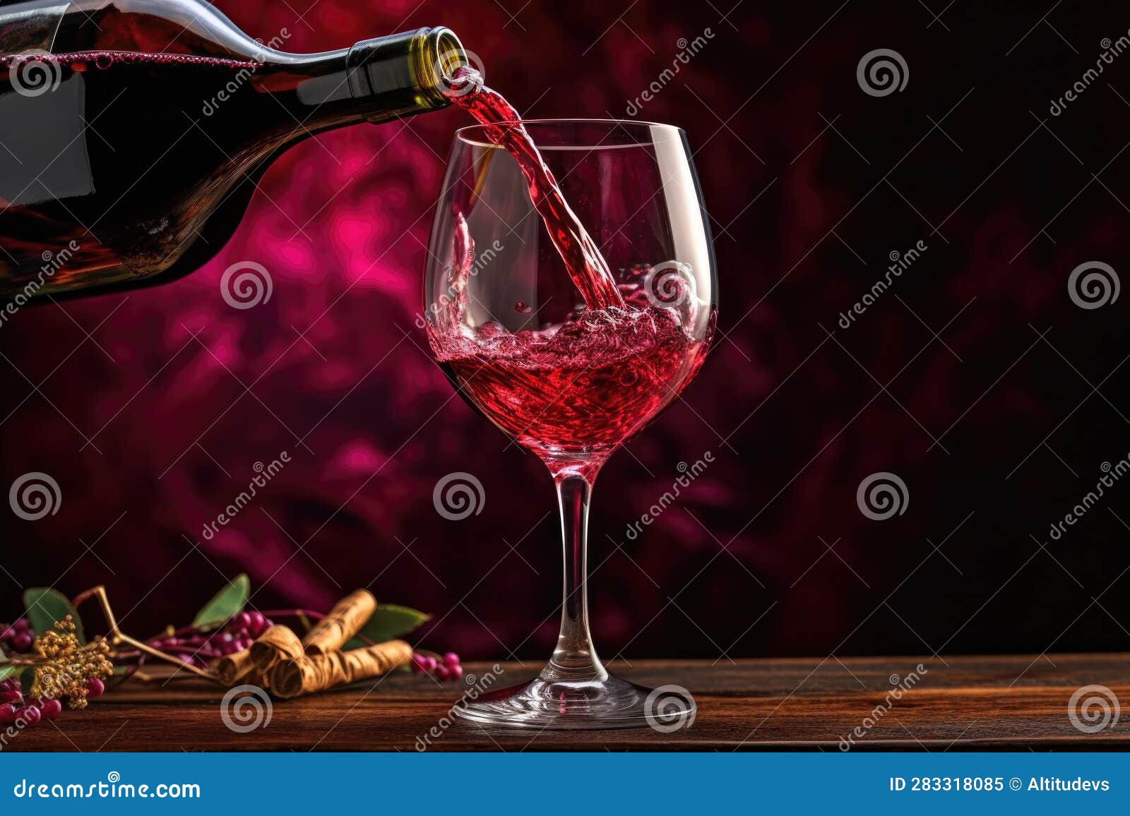 Artistic Shot of Red Wine Pouring into a Glass Stock Image - Image of ...