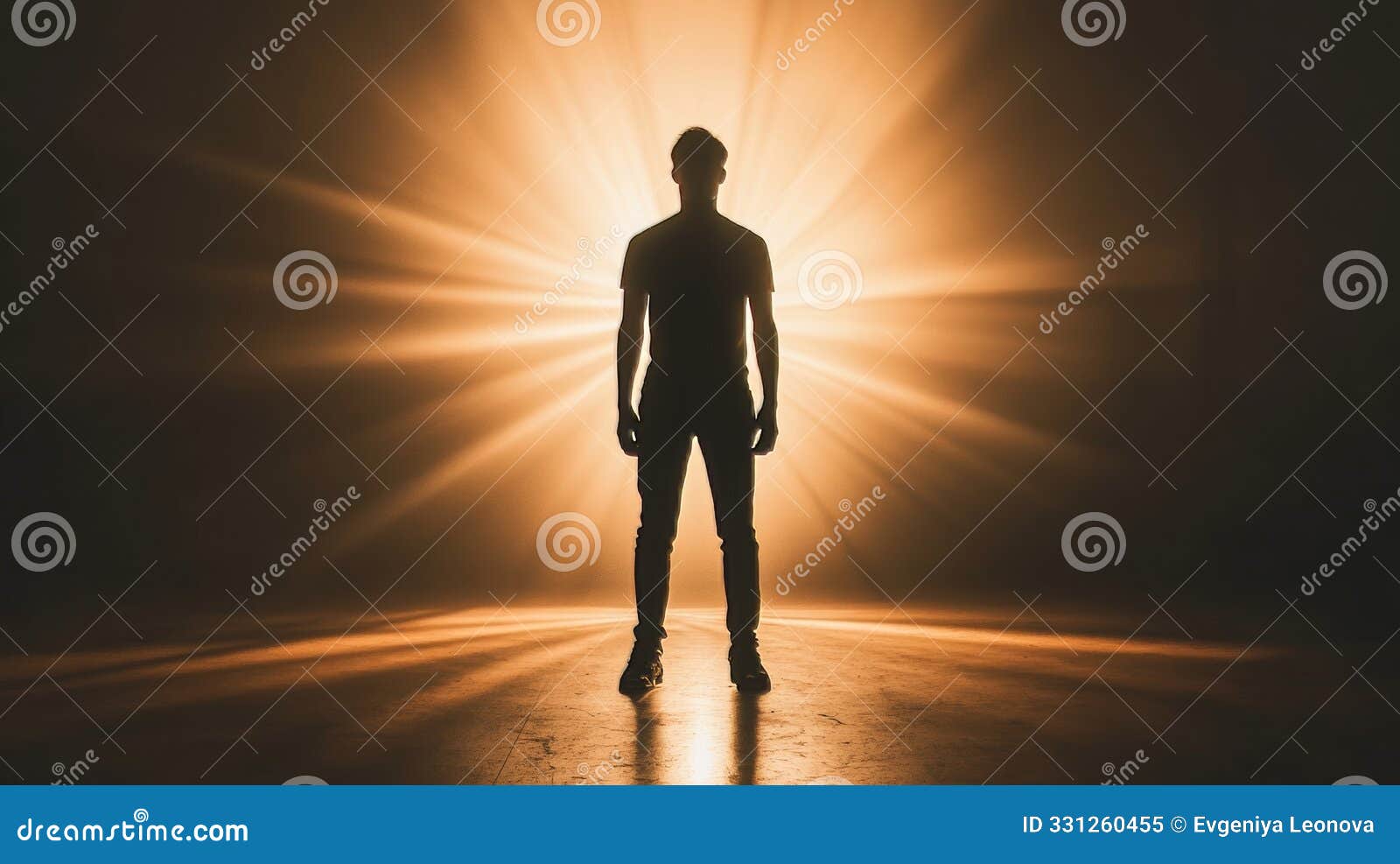 Artistic Silhouette of Man in Bright Light, Casting Dramatic Shadow for ...