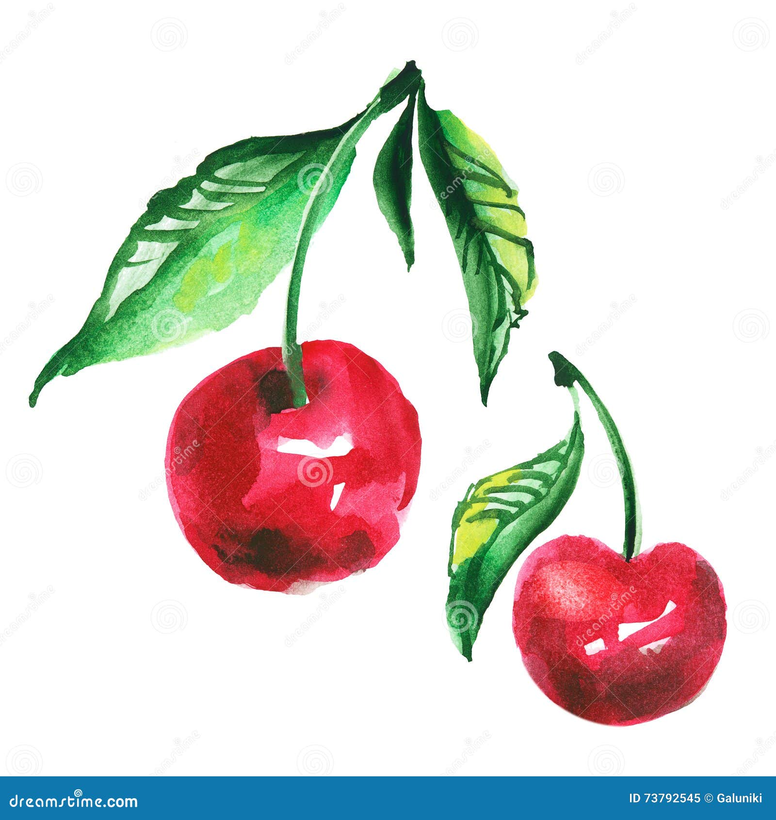 Artistic Single Red Cherry Illustration. Stock Illustration ...