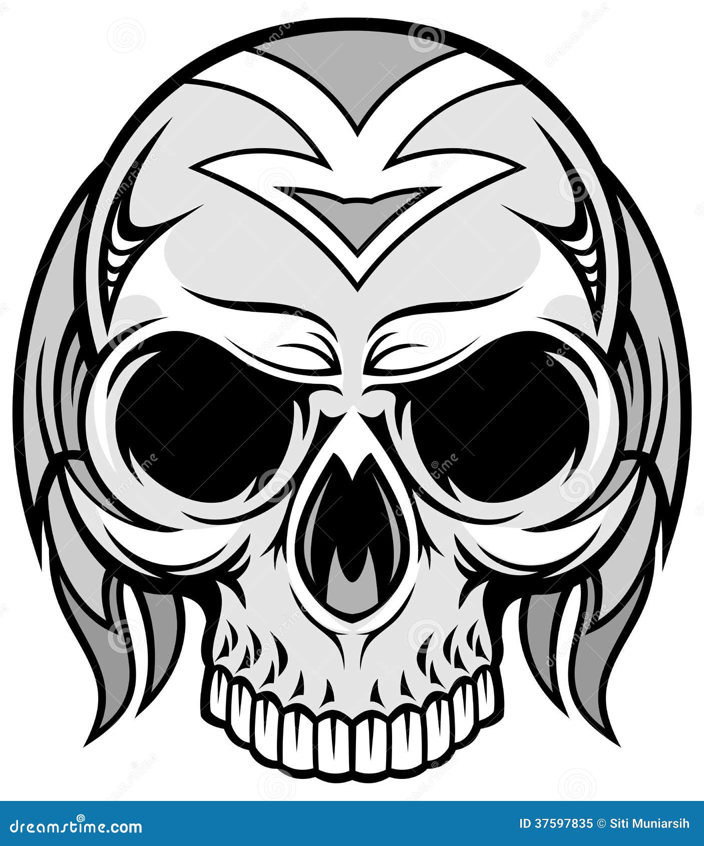 Artistic skull 71 stock vector. Illustration of white - 37597835