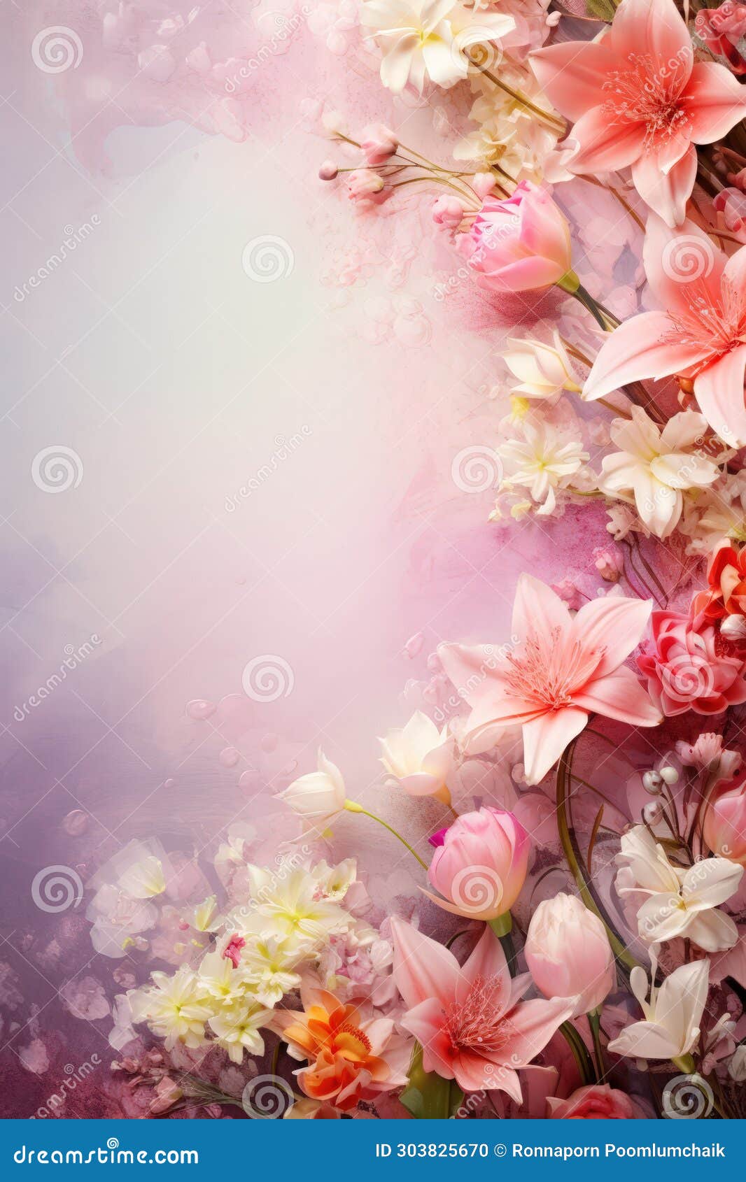 Artistic Spring Flowers Frame Background Stock Photo - Image of ...