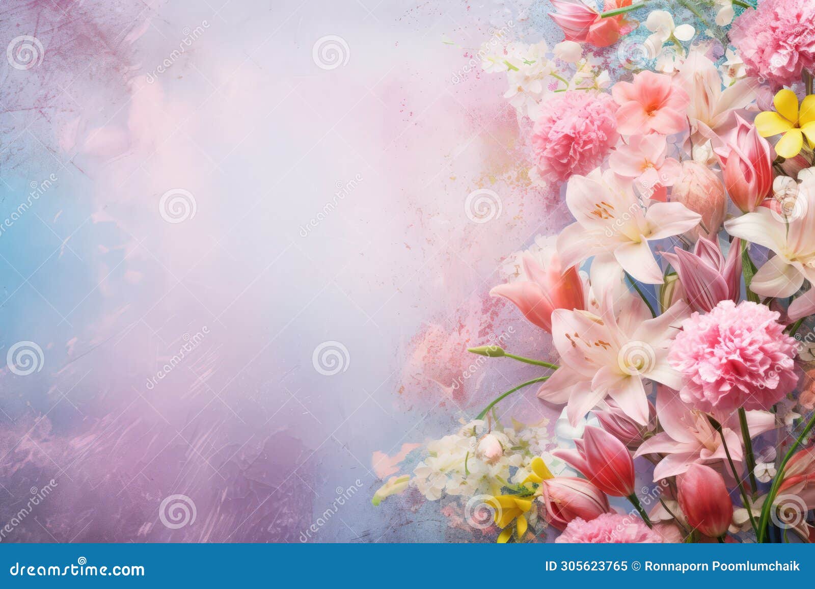 Artistic Spring Flowers Frame Background Stock Image - Image of ...