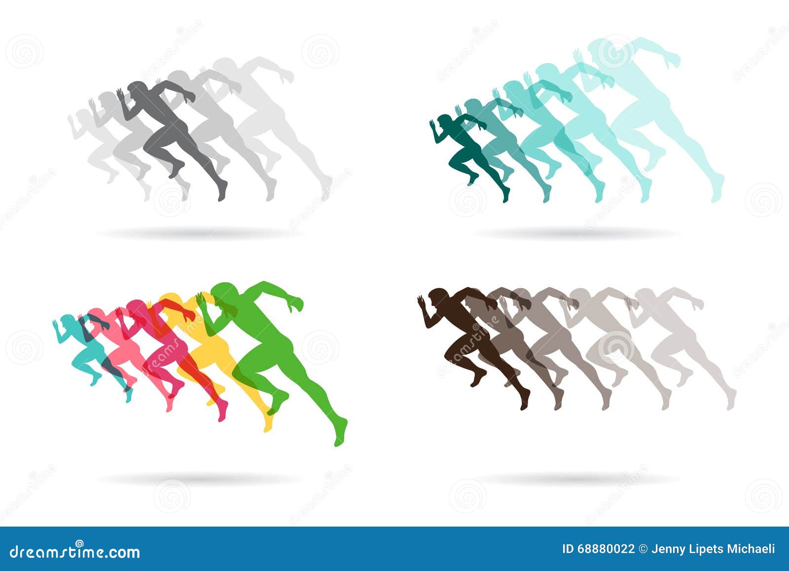 Artistic Stylized Running Men in Motion Stock Vector - Illustration of ...