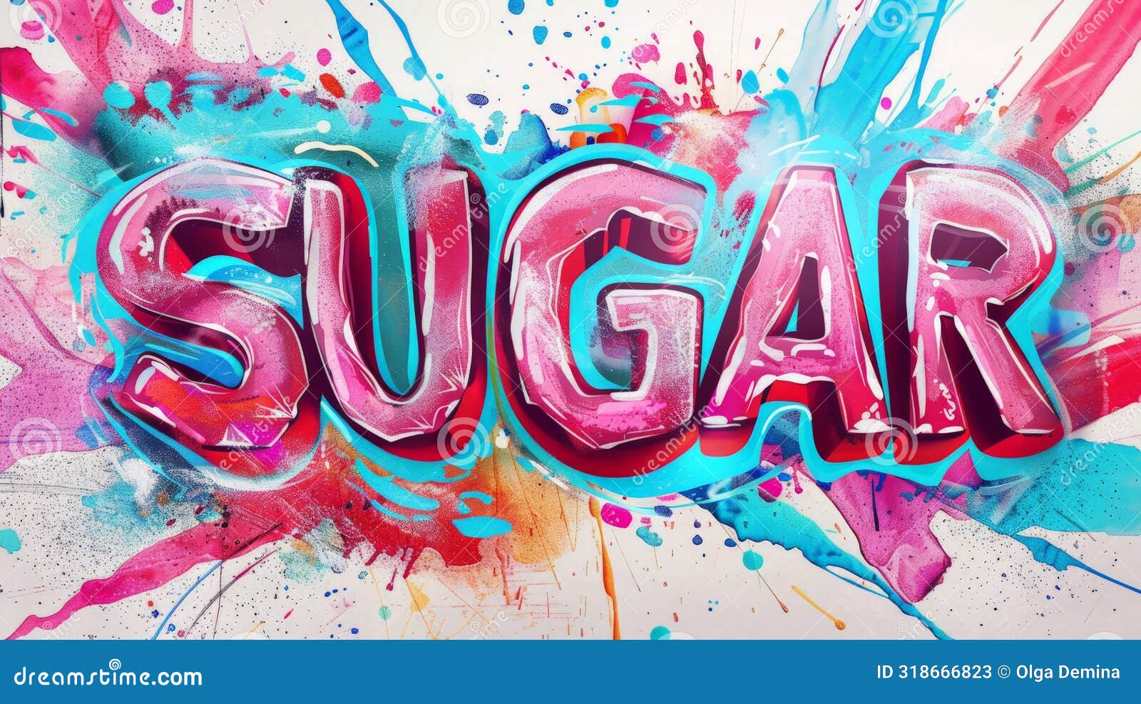 Artistic Sugar Typography Splashed with Vibrant Paint on a Textured ...