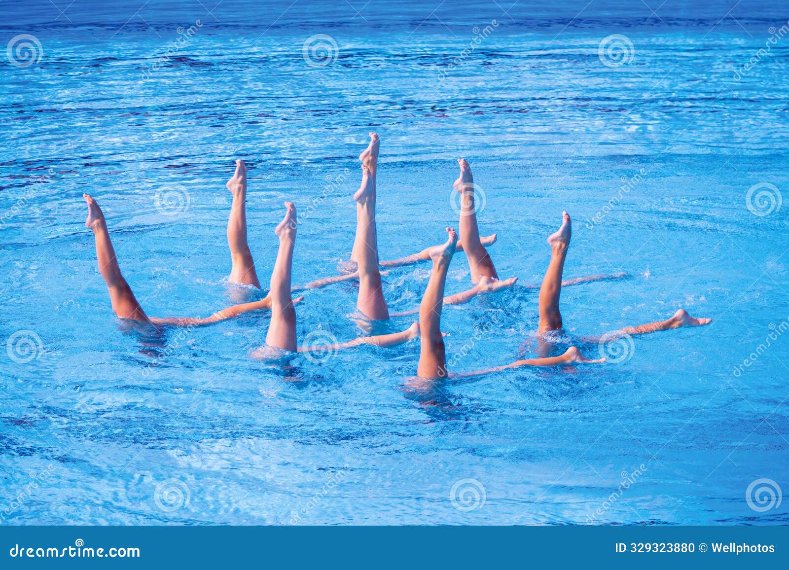 Synchronized Female Artistic Swimming Team Performing Synchronized Legs ... Synchronized Female Artistic Swimming Team Performing Synchronized Legs ...