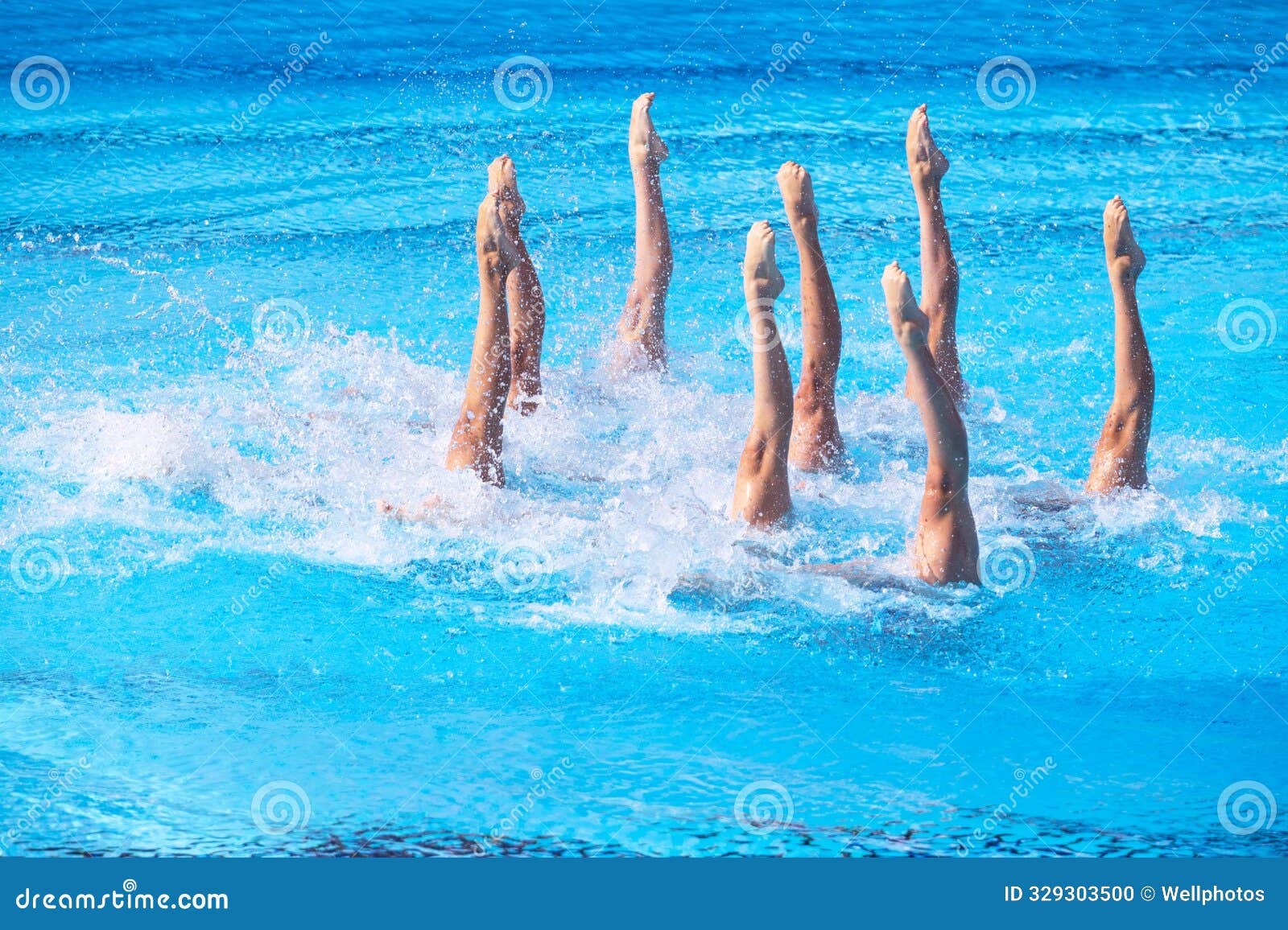 Artistic Swimming Team Performing Synchronized Legs Choreographed ...