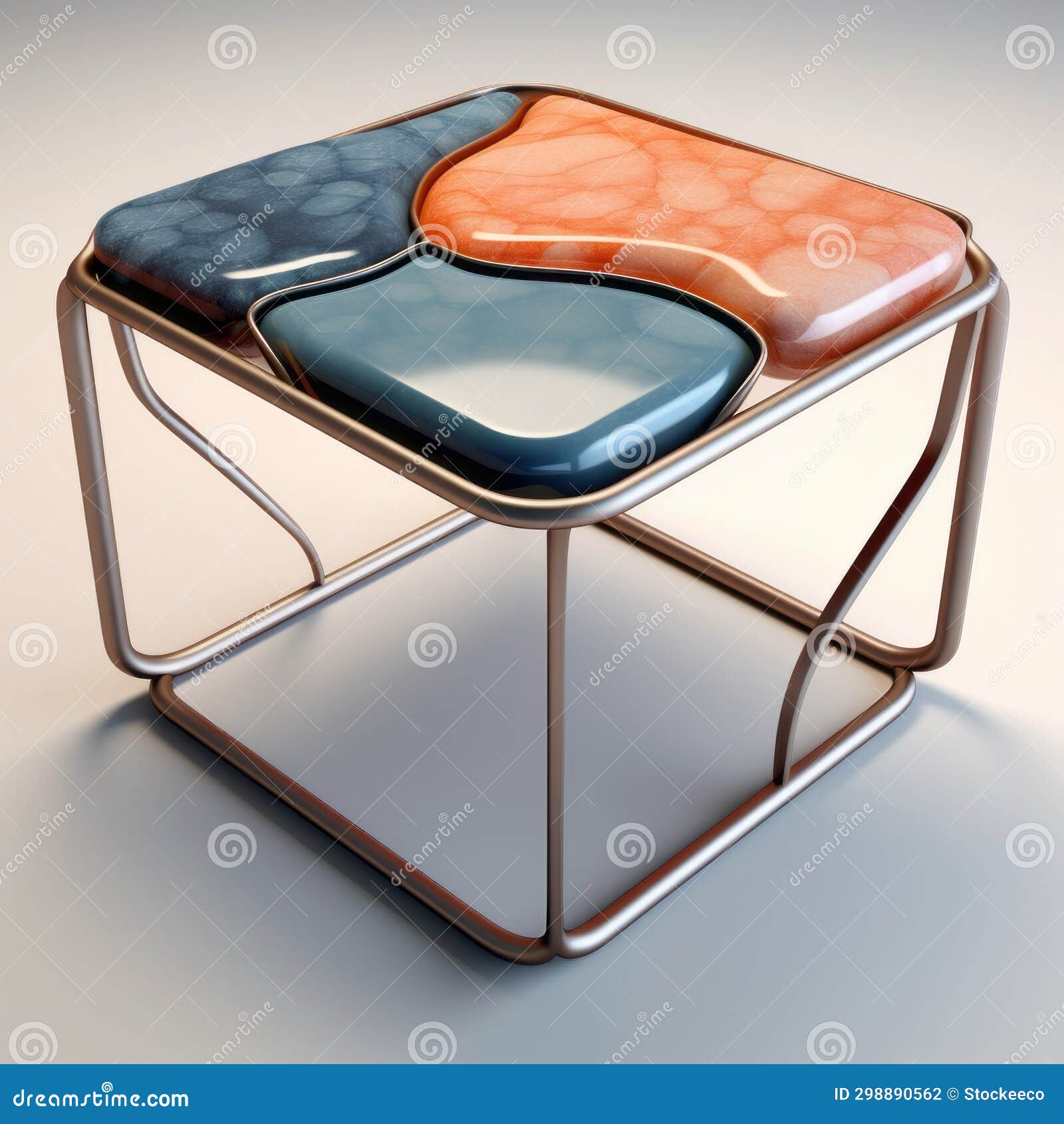 Artistic Table with Blue and Red Color Design Stock Illustration ...