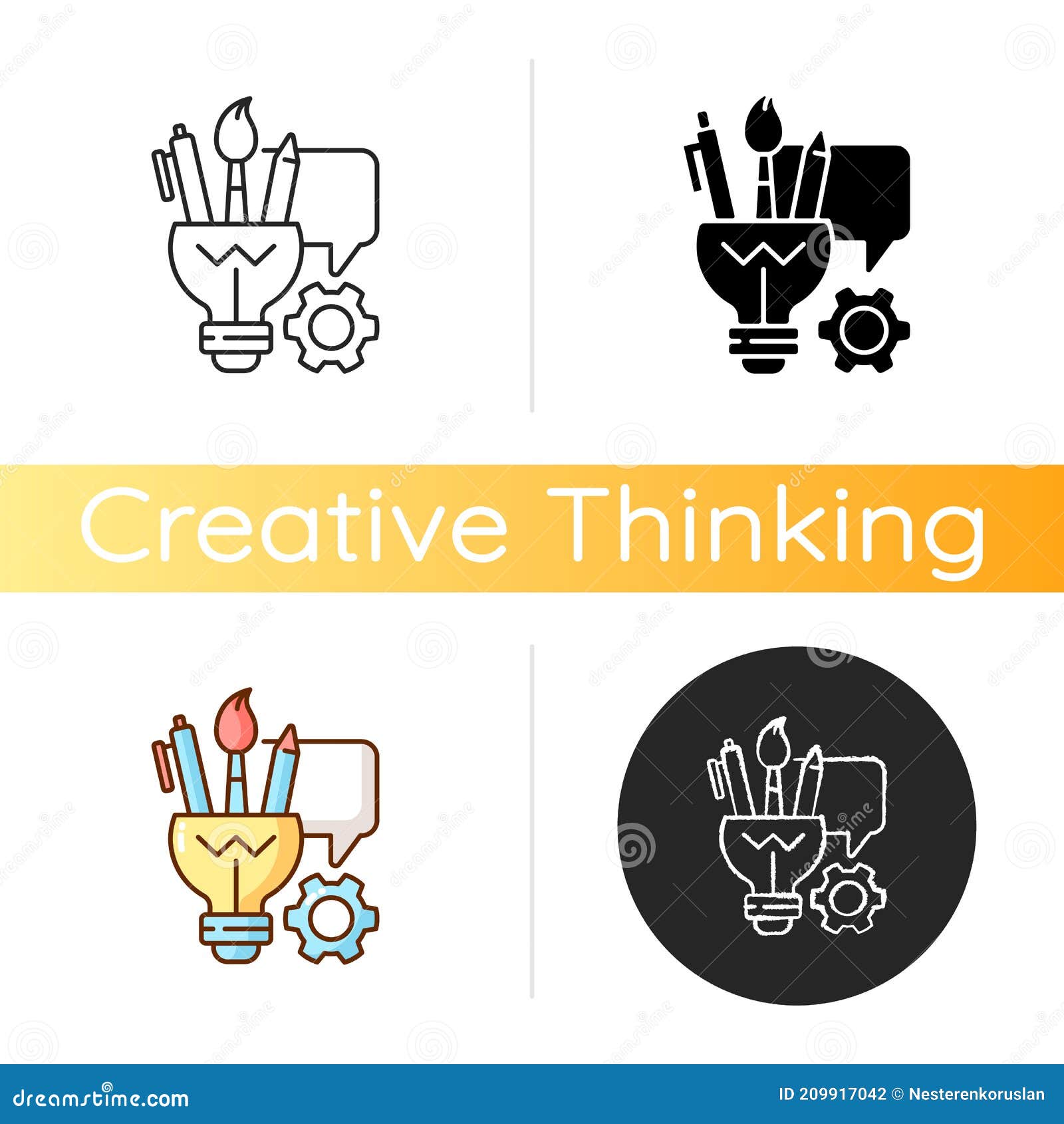 Reflection Linear Icons Set. Contemplation, Pondering, Self-awareness ...