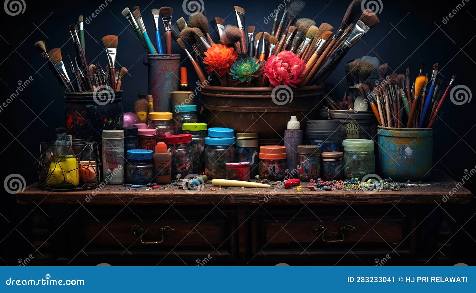 Artistic Tools in Captivating Hues. Generative Ai Stock Illustration ...