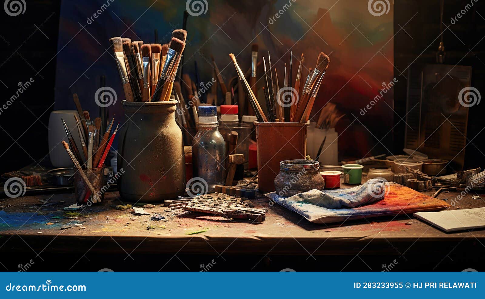 Artistic Tools in Captivating Hues. Generative Ai Stock Illustration ...