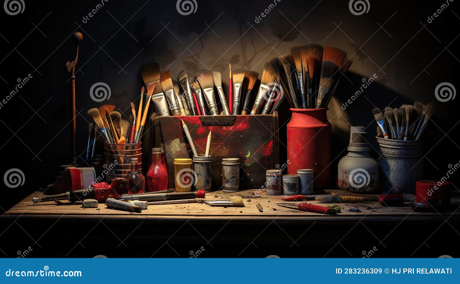 Artistic Tools in Captivating Hues. Generative Ai Stock Illustration ...