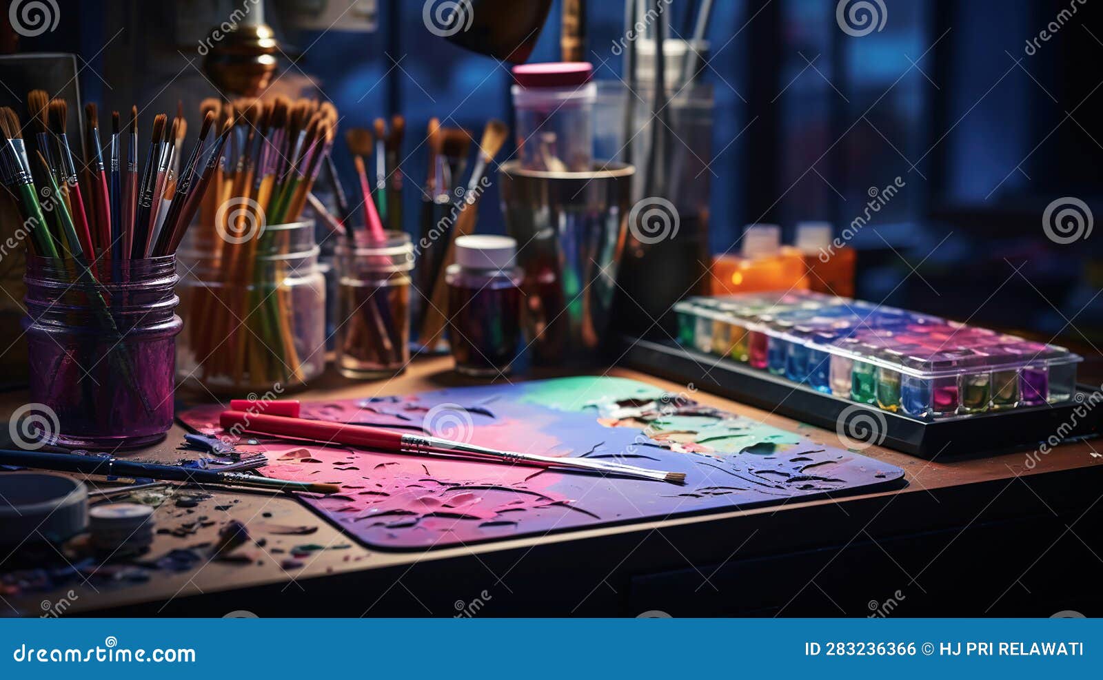 Artistic Tools in Captivating Hues. Generative Ai Stock Illustration ...