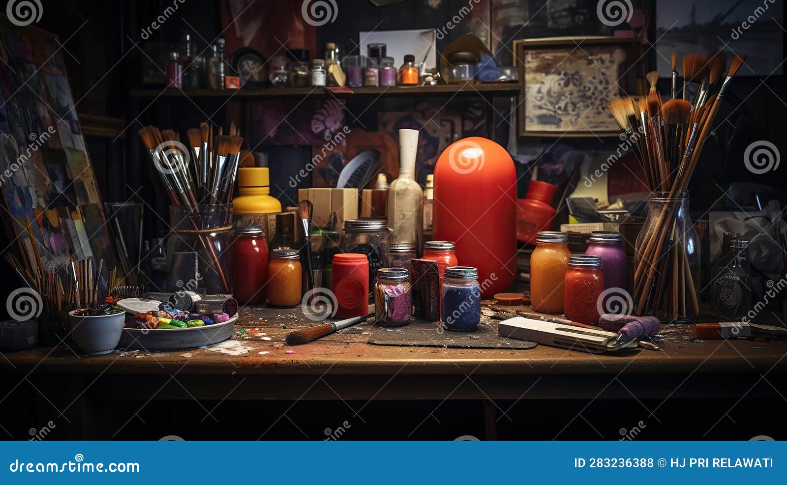 Artistic Tools in Captivating Hues. Generative Ai Stock Illustration ...