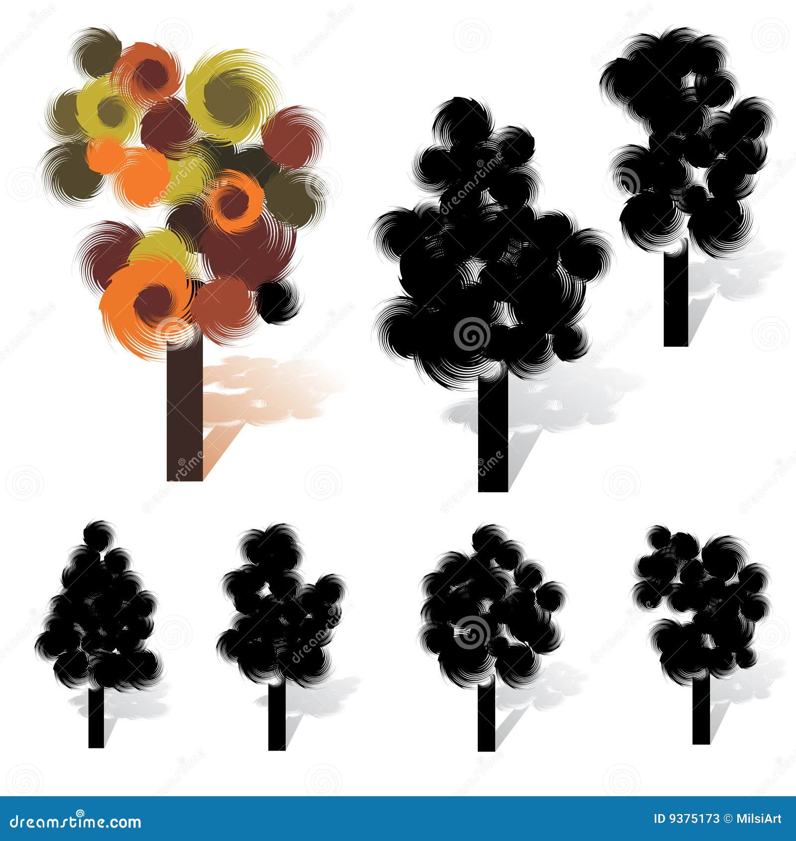 Artistic tree collection stock vector. Illustration of nature - 9375173