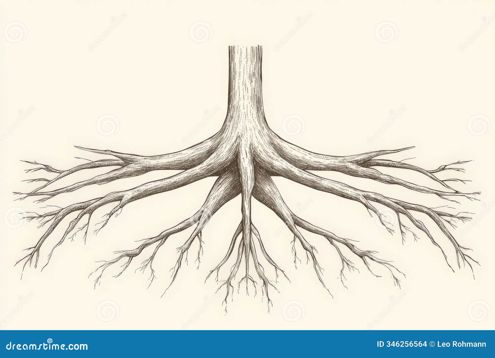 Artistic Tree Root System Sketch Resembling Neuronal Pathways ... Artistic Tree Root System Sketch Resembling Neuronal Pathways ...