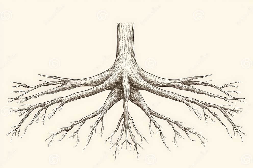 Artistic Tree Root System Sketch Resembling Neuronal Pathways ...