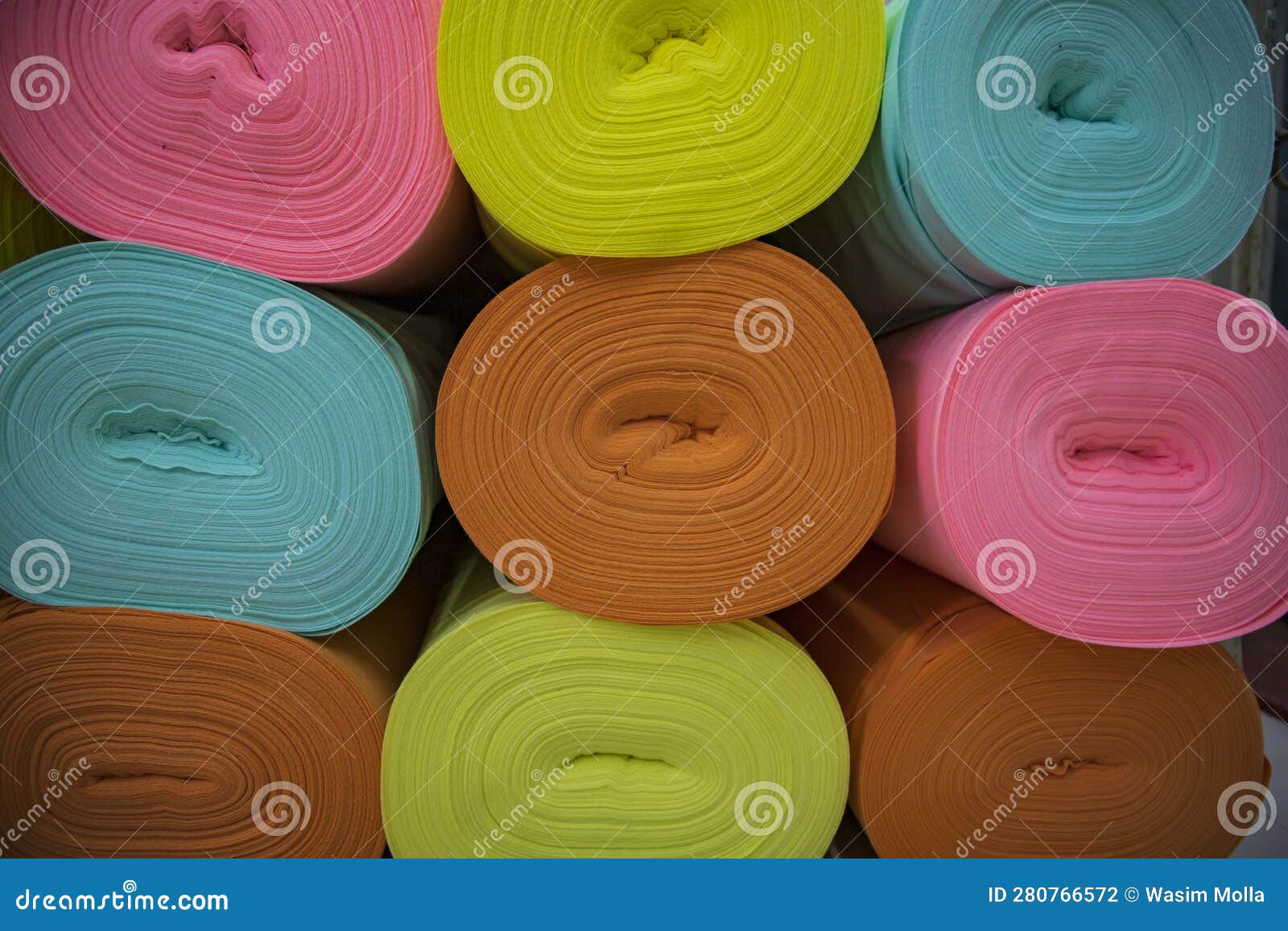 Artistic Variety of Shade Tone Colors Textile Fabrics Rolls Stacked ...