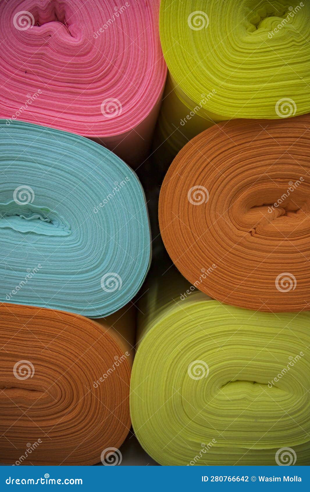 Artistic Variety of Shade Tone Colors Textile Fabrics Rolls Stacked ...