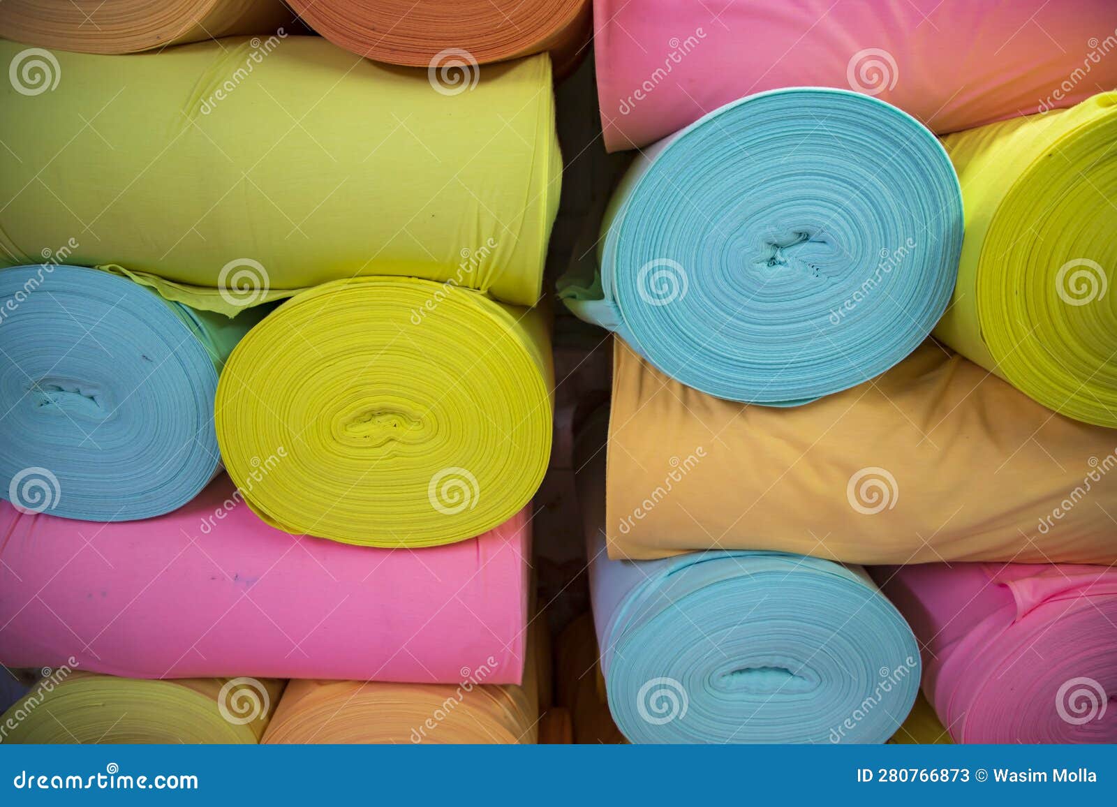 Artistic Variety of Shade Tone Colors Textile Fabrics Rolls Stacked ...
