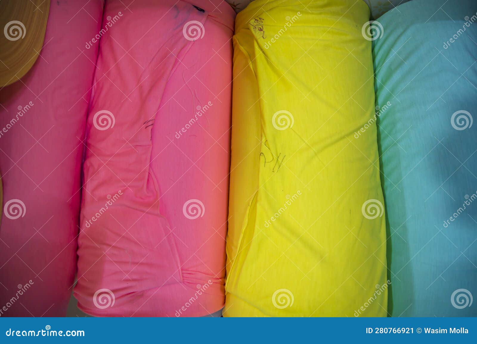 Artistic Variety of Shade Tone Colors Textile Fabrics Rolls Stacked ...